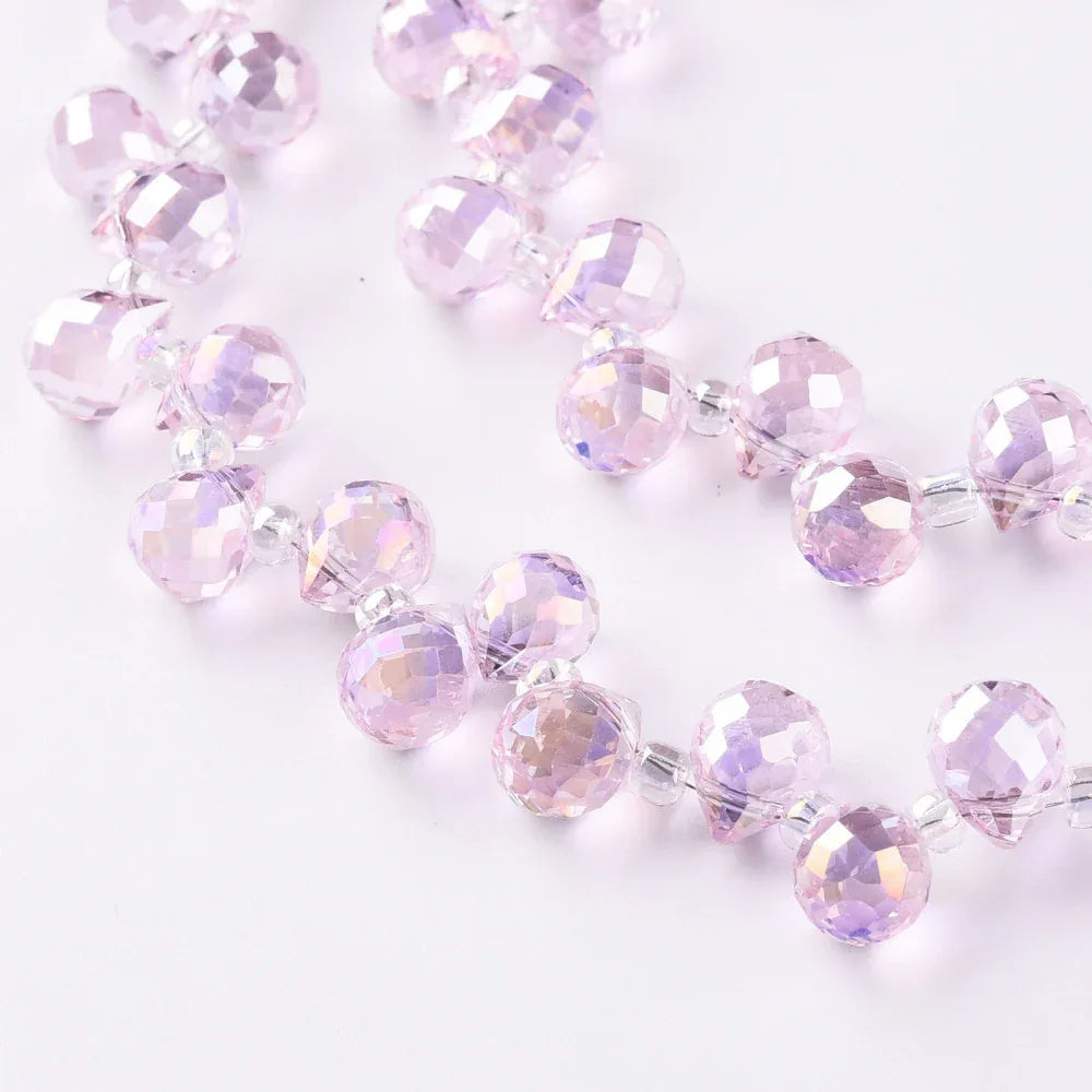 Facetterade droppar - Rosa med lyster 9,5x8mm – Hilmas Pyssel